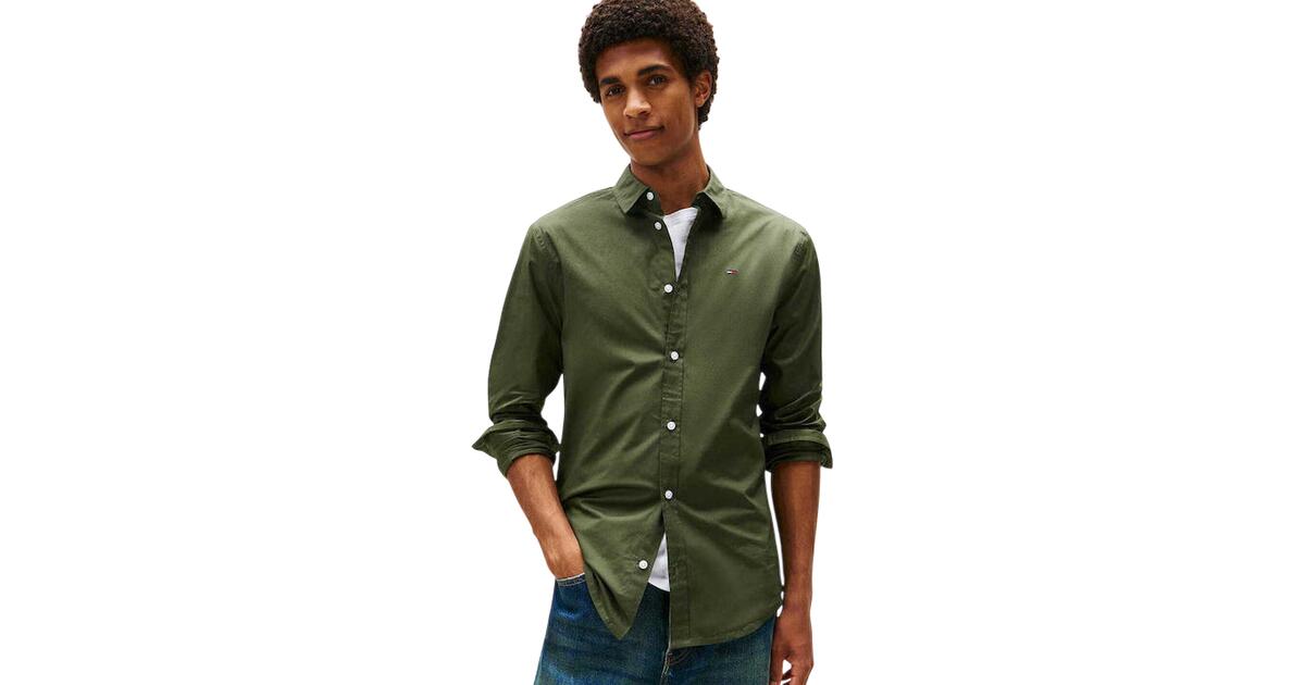 Ανδρικό Πουκάμισο Tommy Jeans Tjm Original Stretch Pewter Green ...